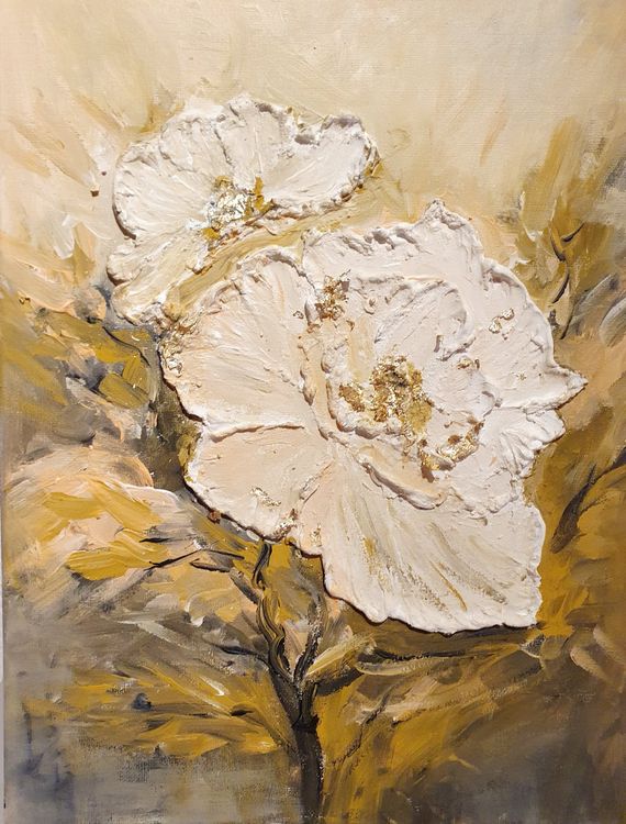 Acrylbild auf Leinwand 30x40 mit Relief, Floral Abstrakt (Neu und originalverpackt) in Beinwil ...