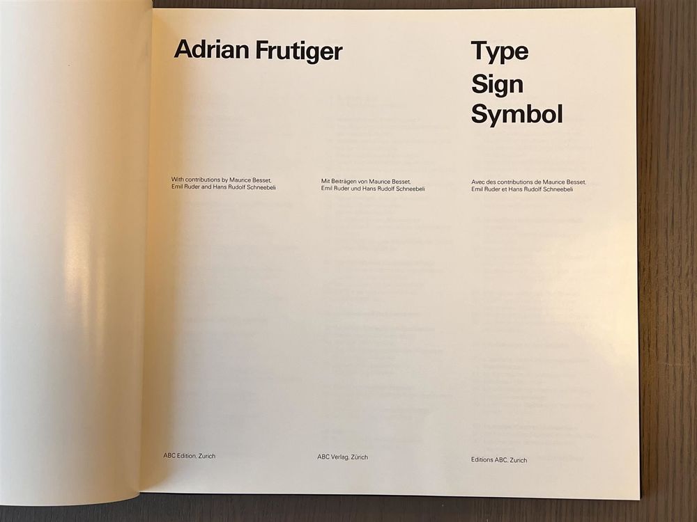 Frutiger Type Sign Symbol Typographie (Tschichold, Bill ) (Gebraucht ...