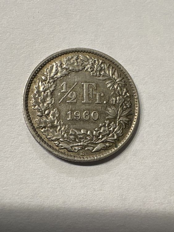 ½ Franken 1960 Silber Schweiz Münze Swiss Coin Helvetia (Gebraucht) in Küttigen für CHF 7.7 ...