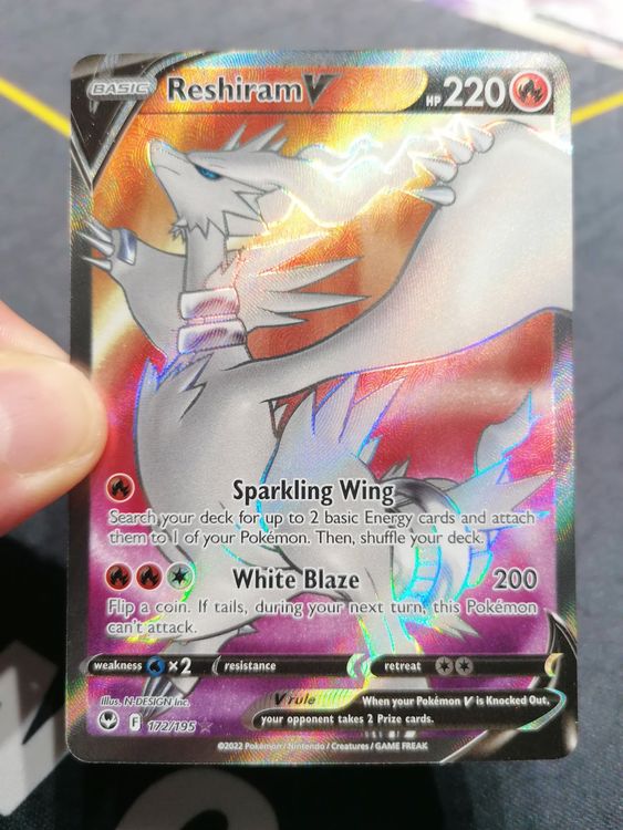 RESHIRAM V FULLART 172/195 SILVER TEMPEST POKEMON KARTE MINT (Gebraucht ...