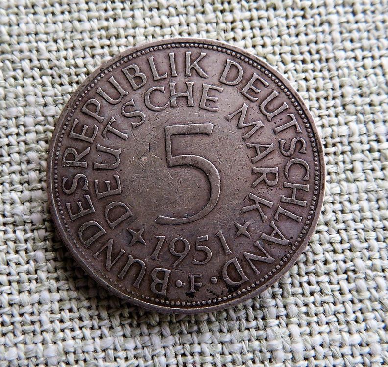 5 Deutsche Mark Silberadler 1951 F | Kaufen auf Ricardo