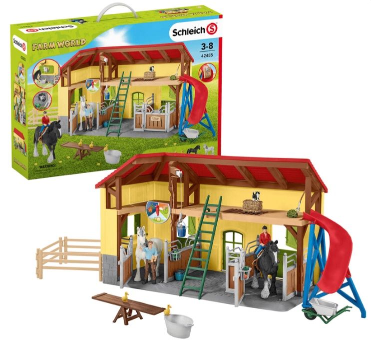 Schleich Farm World 42485 Bauernhof Stall Reitstall Pferde (Gebraucht ...