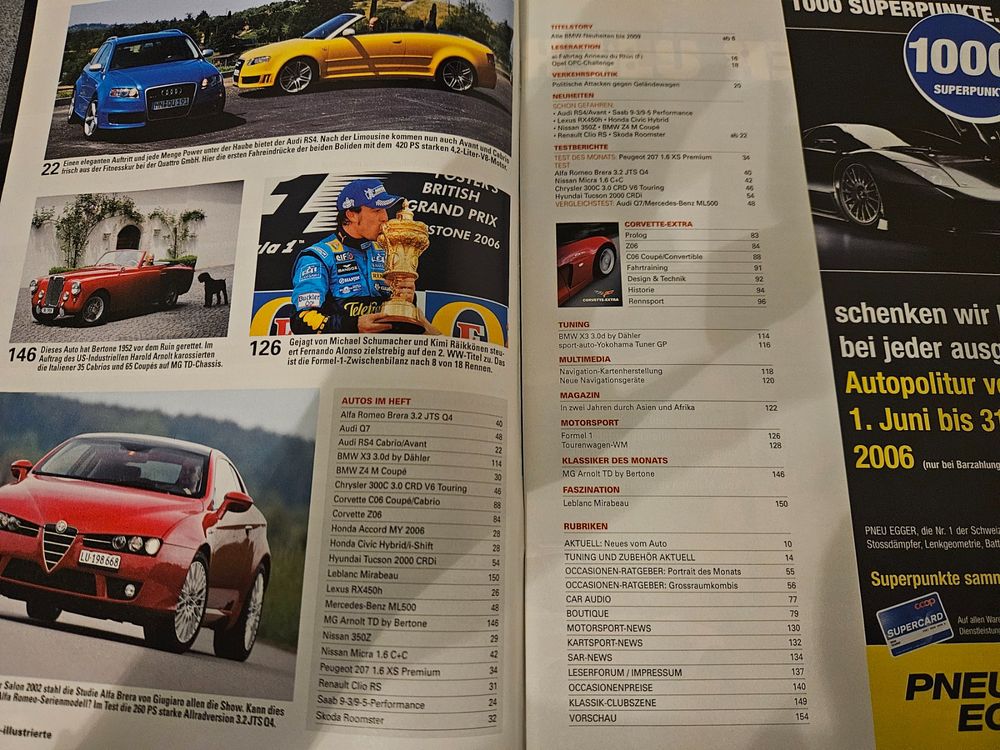 AI 7/06 Alfa Brera ML 500 Audi Q7 Corvette Z06 Saab BMW xx (Gebraucht ...