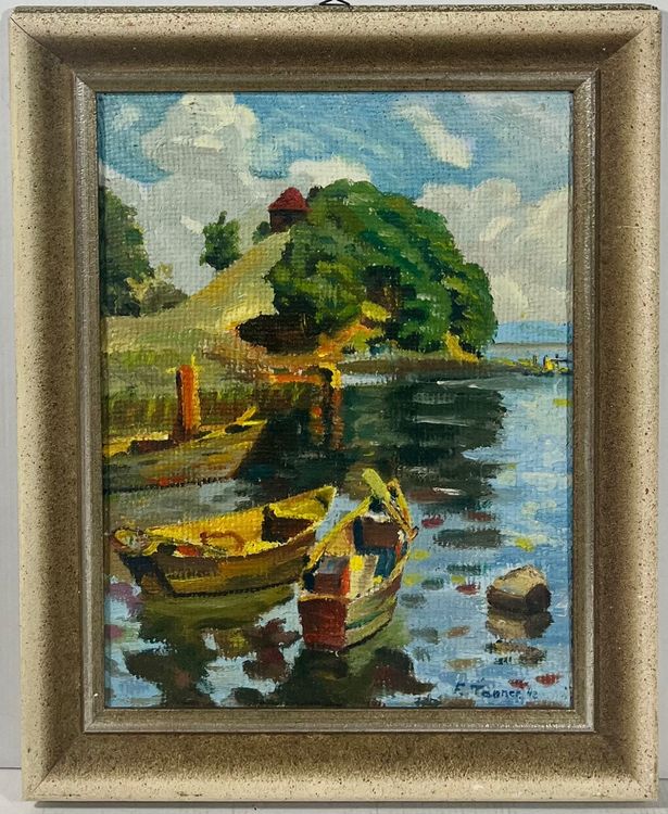 40. er Jahre See Ansicht Gemälde mit Boten, Sig.:F. Tanner (Gebraucht) in Root für CHF 19 – mit ...