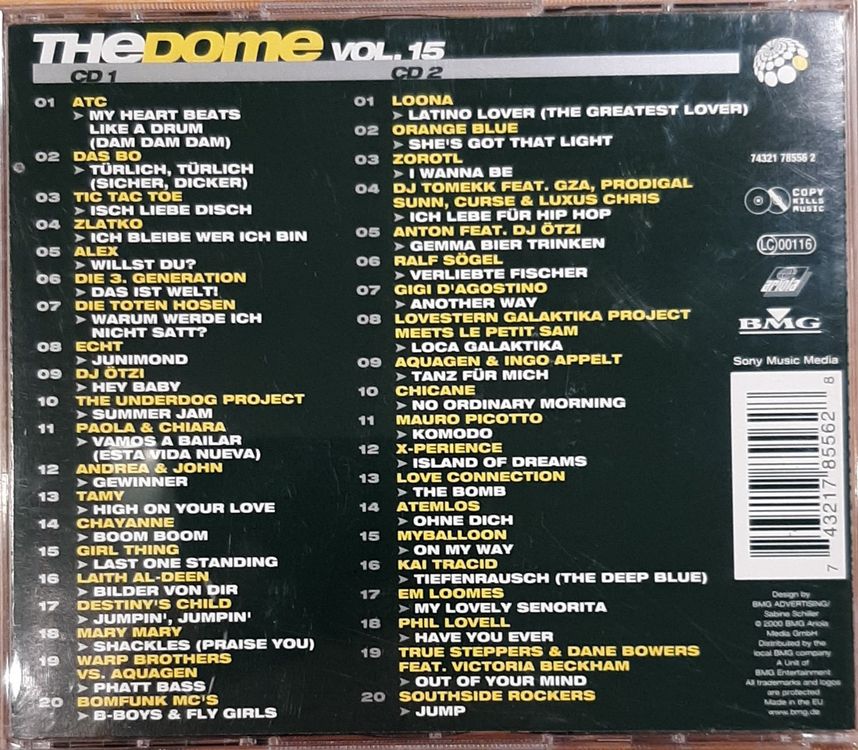 The Dome Vol. 15, Doppel-CD 2000, Hit Compilation, Sampler (Gebraucht) in Amriswil für CHF 3.2 ...