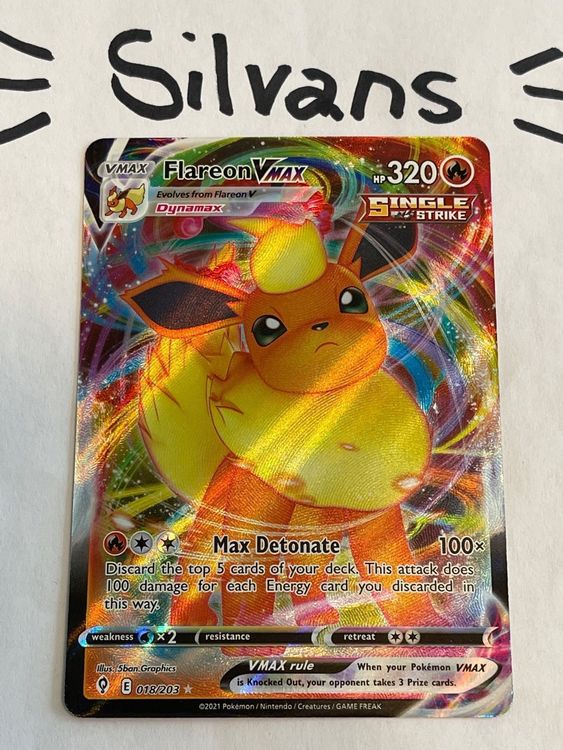 Flareon Vmax Full Art 018/203 Evolving Skies Drachenwandel E | Kaufen ...