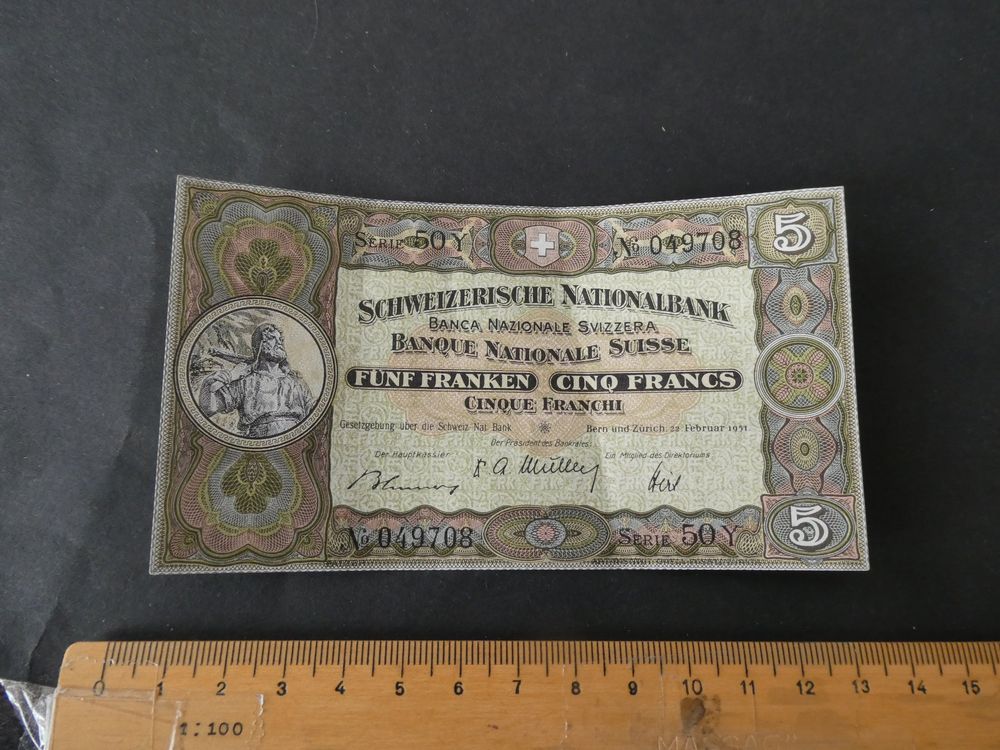 Schweiz 1951, 5 Franken (Gebraucht) in Hinterforst für CHF 4 – mit Lieferung auf Ricardo kaufen