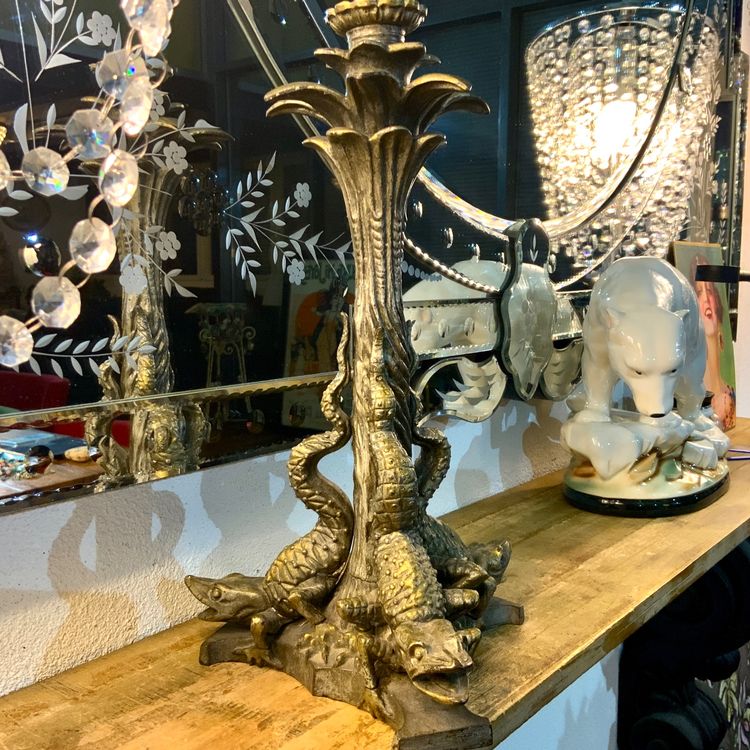 JUGENDSTIL KERZENLEUCHTER ZINKGUSS FRANKREICH UM 1900 | Kaufen auf Ricardo