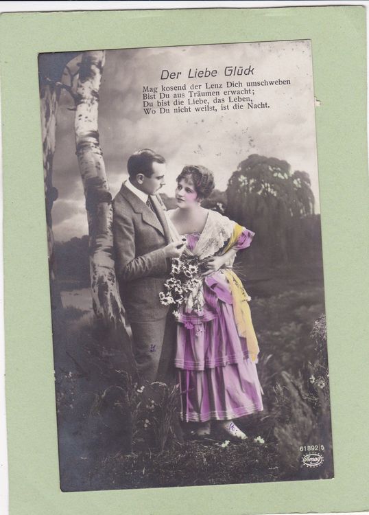 Kitsch Paar Mann Frau Blumen Der Liebe Glück 1919 (Gebraucht) in für ...