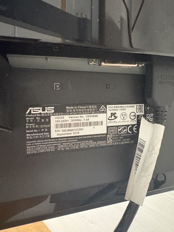 ASUS VG248QE 24" Monitor/display with wall mount (Gebraucht) in Nyon ...