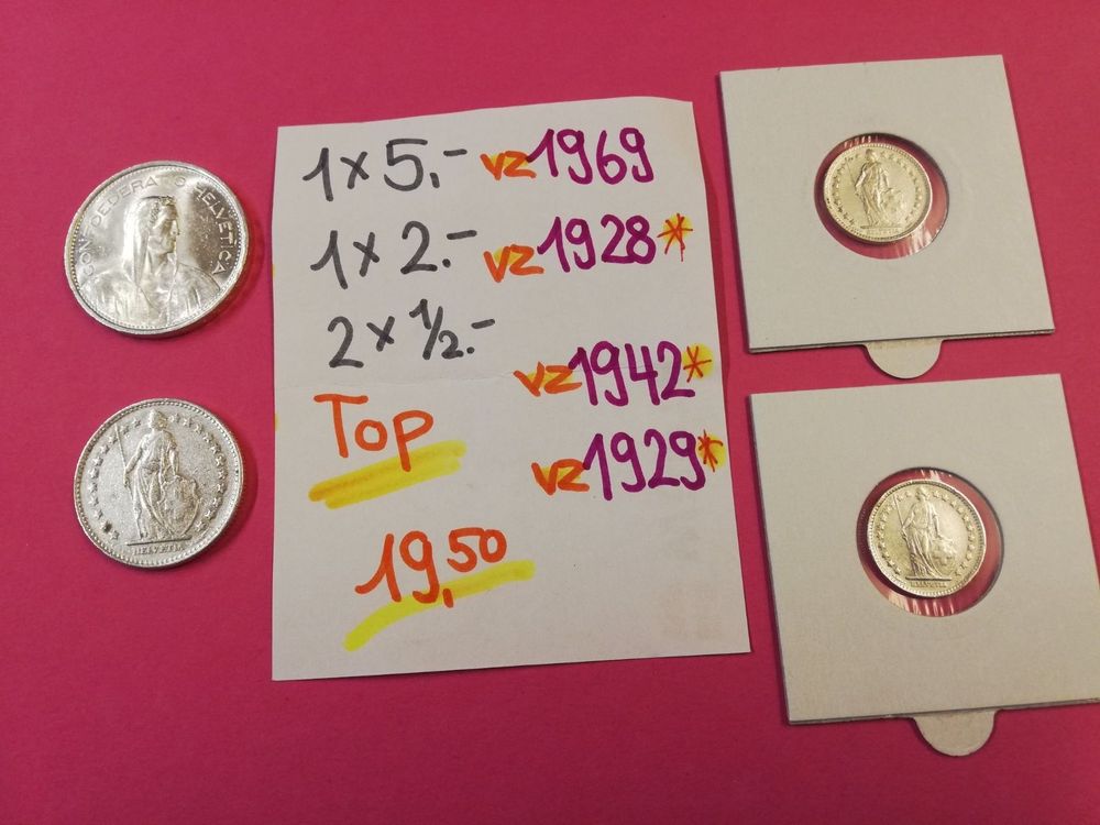 Schweizer Silbermünzen 5Fr/2Fr/50Rp (Gebraucht) in Engi für CHF 16.5 – mit Lieferung auf Ricardo ...