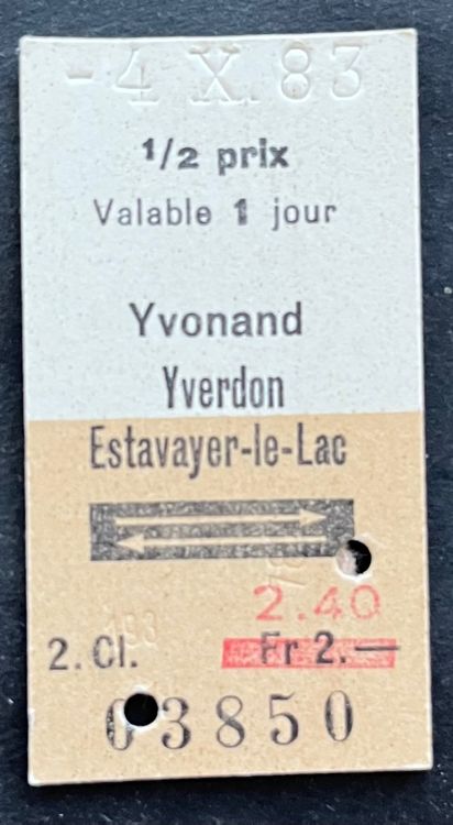 Yvonand Yverdon Estavayer-le-Lac Billett 1983 (Gebraucht) in Wabern für CHF 2 – mit Lieferung ...
