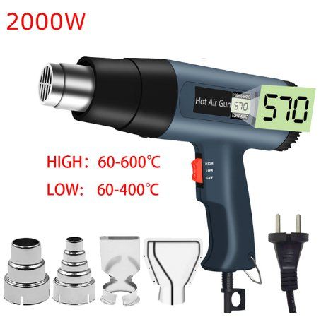 Heissluftpistole Heissluftfön 4 Aufsätze, 2000W, LCD Display (Neu und originalverpackt) in ...