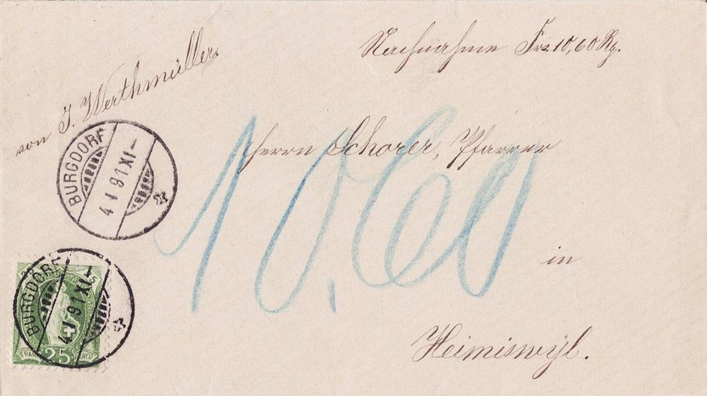 St. Helvetia 67A auf Sauberen Brief von 1891 | Kaufen auf Ricardo