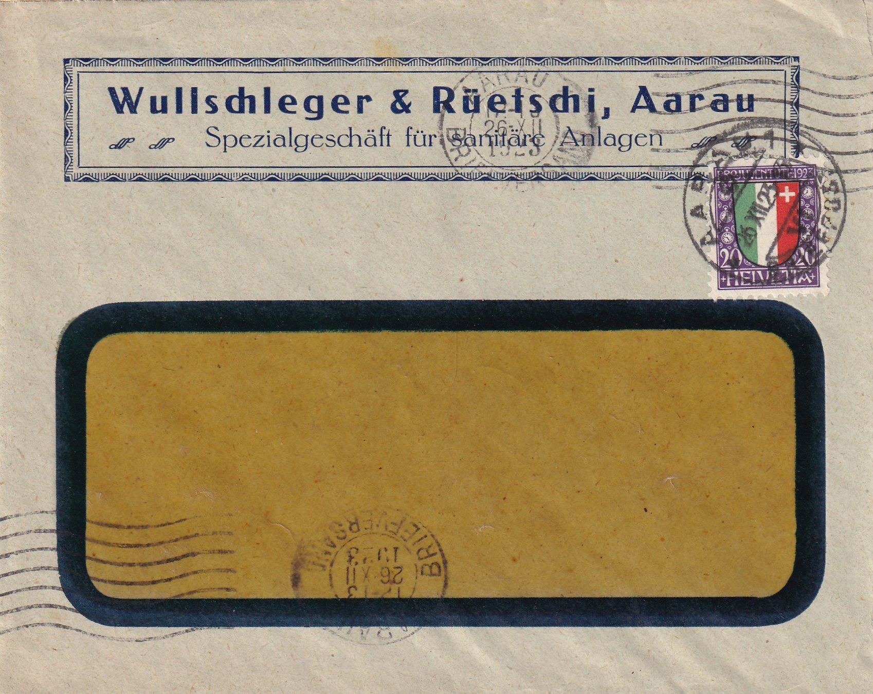 2 PJ Briefe von Wullschleger Aarau 1923 und 1926 (Gebraucht) in ...