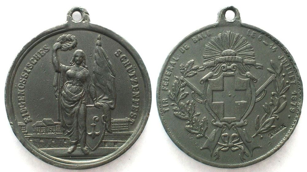 BASEL 1879 EIDGENÖSSISCHES SCHÜTZENFEST Zinn MIT PUNZE 37mm (Gebraucht) in Riehen für CHF 60 ...