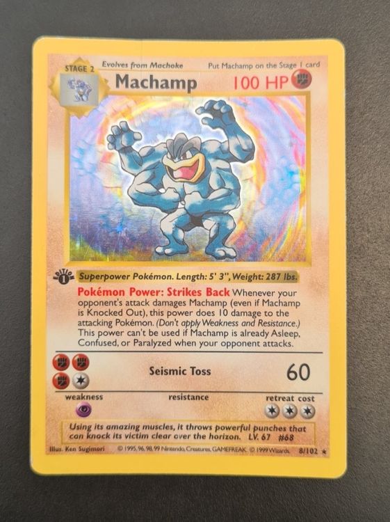 Machamp/Machomei 1 Edition Holo Shadowless 8/102 (Gebraucht) in ...