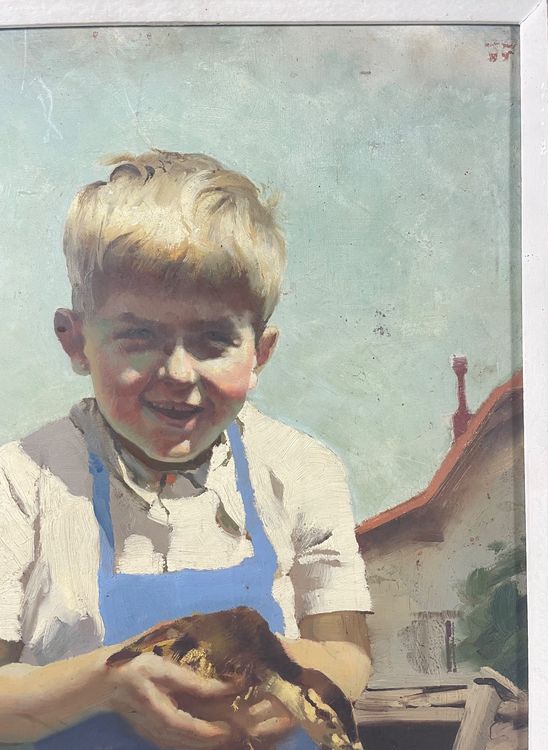 Grosses Gemälde Junge mit Ente Monogrammiert (Gebraucht) in Root für CHF 105 – mit Lieferung auf ...