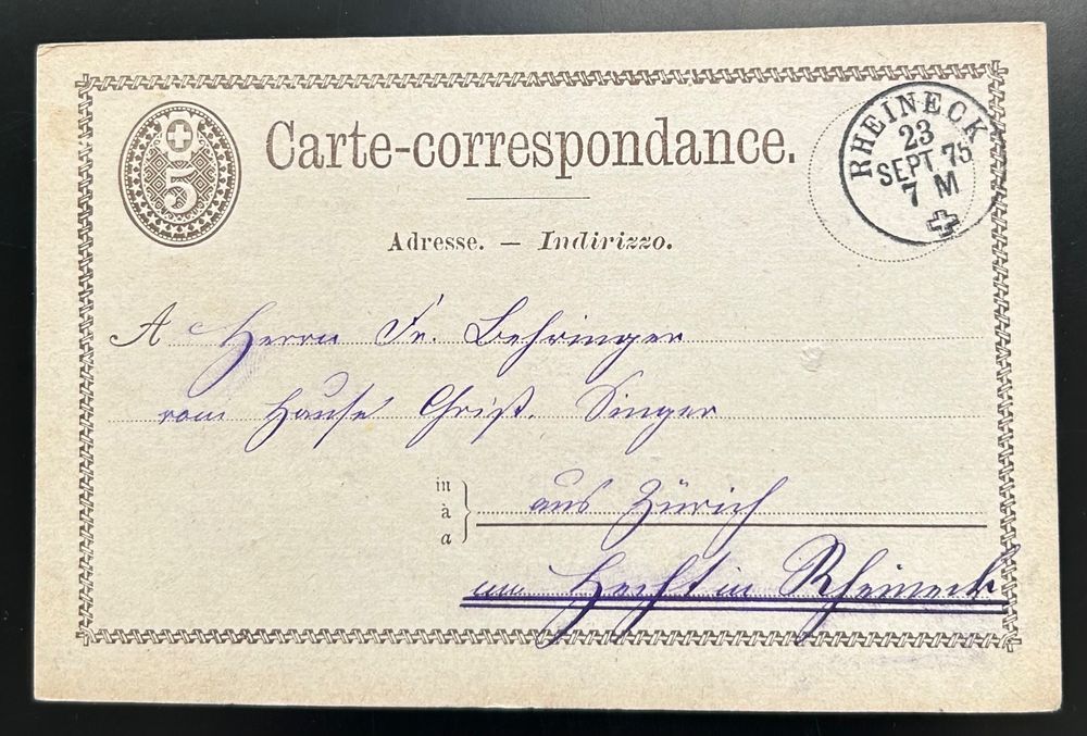 Postkarte Rheineck 1875 (Gebraucht) in Horw für CHF 5 – mit Lieferung auf Ricardo kaufen