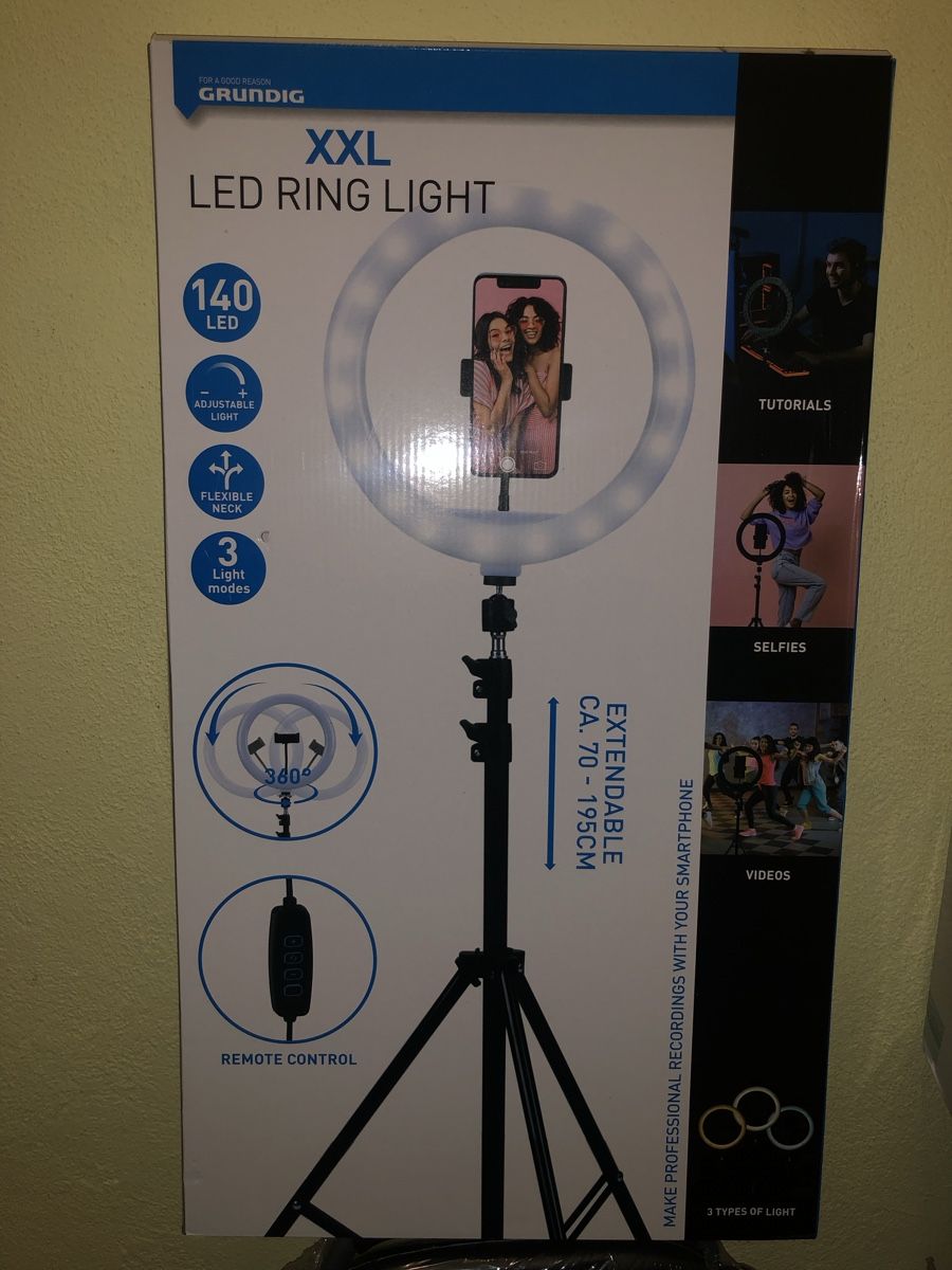 XXL LED Ringlicht mit Stativ, 30cm Durchmesser, 70-195cm (Neu und ...
