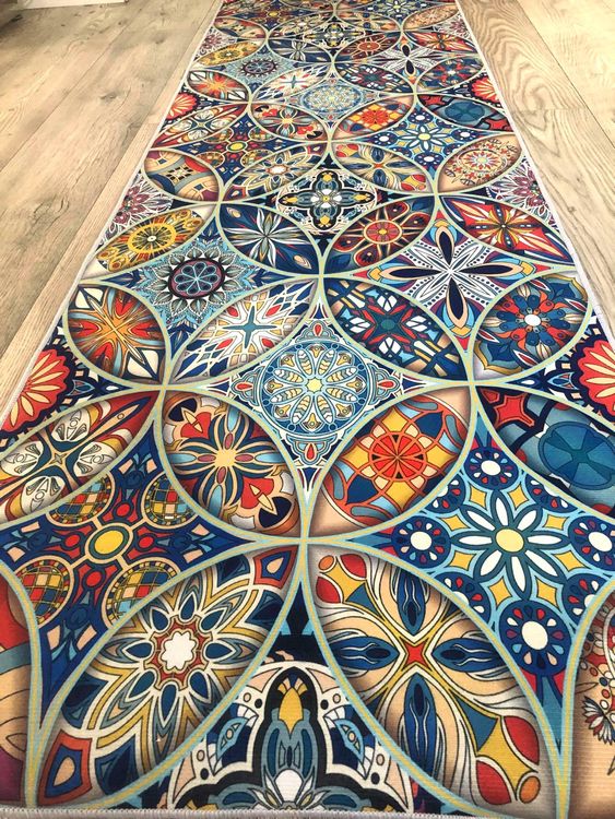 SONDERPREIS 🌺 300 cm lang! Teppich Flur Läufer Retro Mosaik (Neu und ...