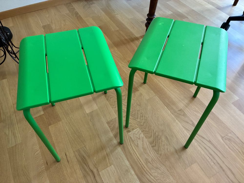 2er-Set Hocker IKEA VADDO grün (Metallbeine, stapelbar) (Gebraucht) in Dietikon für CHF 1 – nur ...