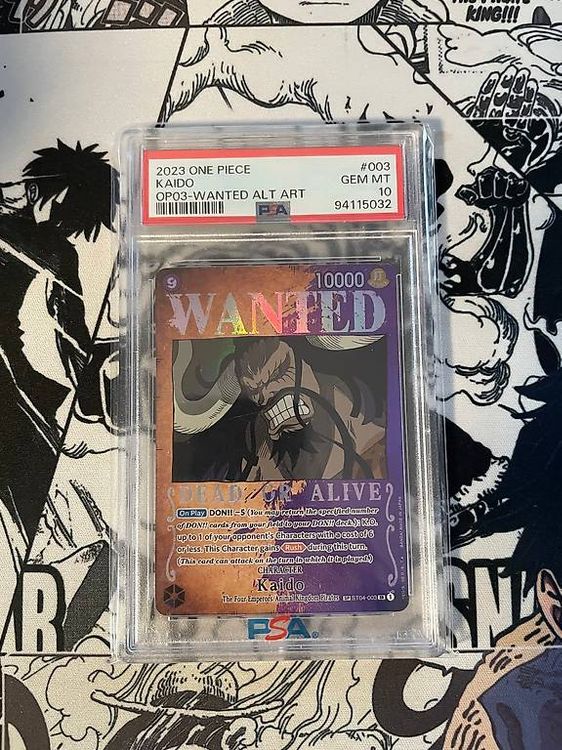 One Piece OP03-Wanted Alt Art Kaido ST04-003 PSA 10 Gem Mint (Neu ...