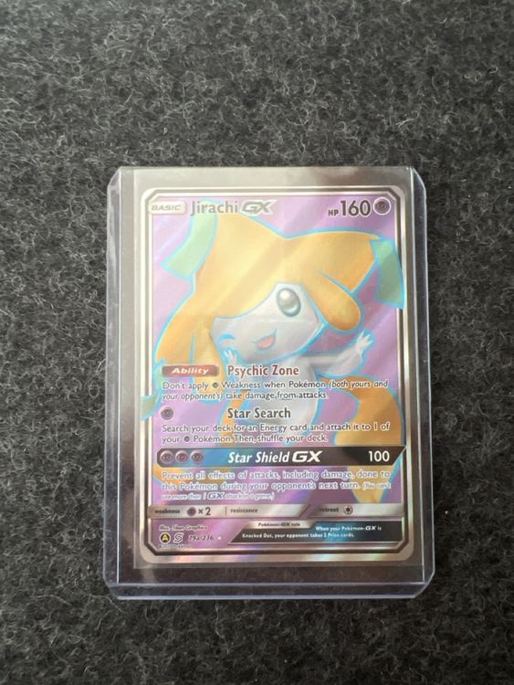 Jirachi GX Karte Pokemon (Rainbow Rare) Full Art (Neu (gemäss Beschreibung)) in Binningen für ...