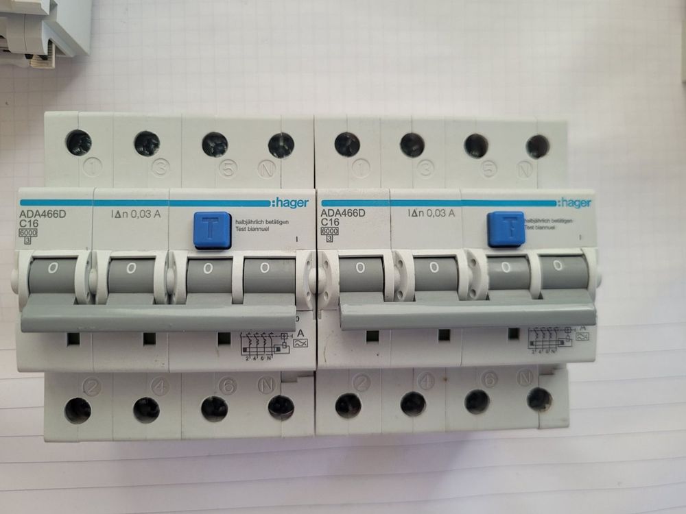 2x Hager FI/LS 3P 16A 30mA Typ A (Gebraucht) in neuhausen für CHF 71 ...