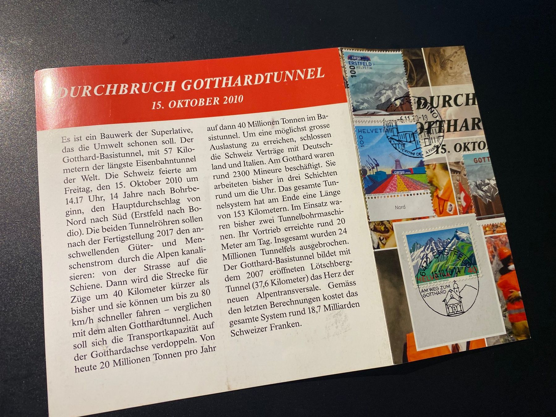 Folder Gotthard - Ceneri 1982 + 2016 + 2020 mit 3 Stempel (Gebraucht ...