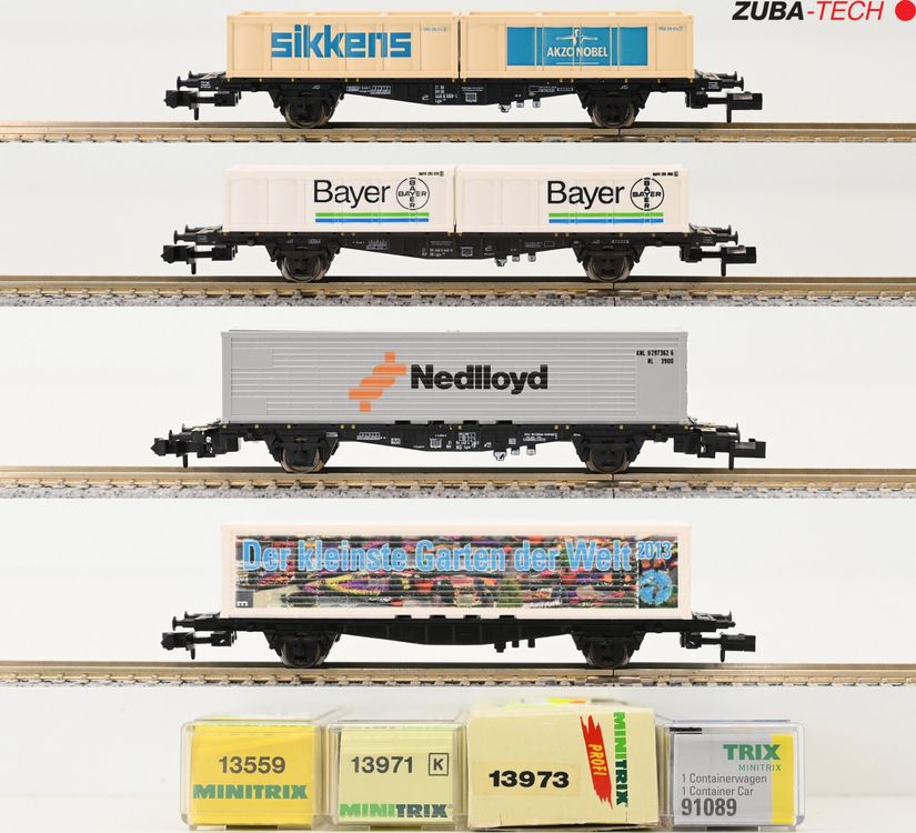 Trix 4x Containerwagen der DB/NS Spur N GS mit OVP (Gebraucht) in St ...