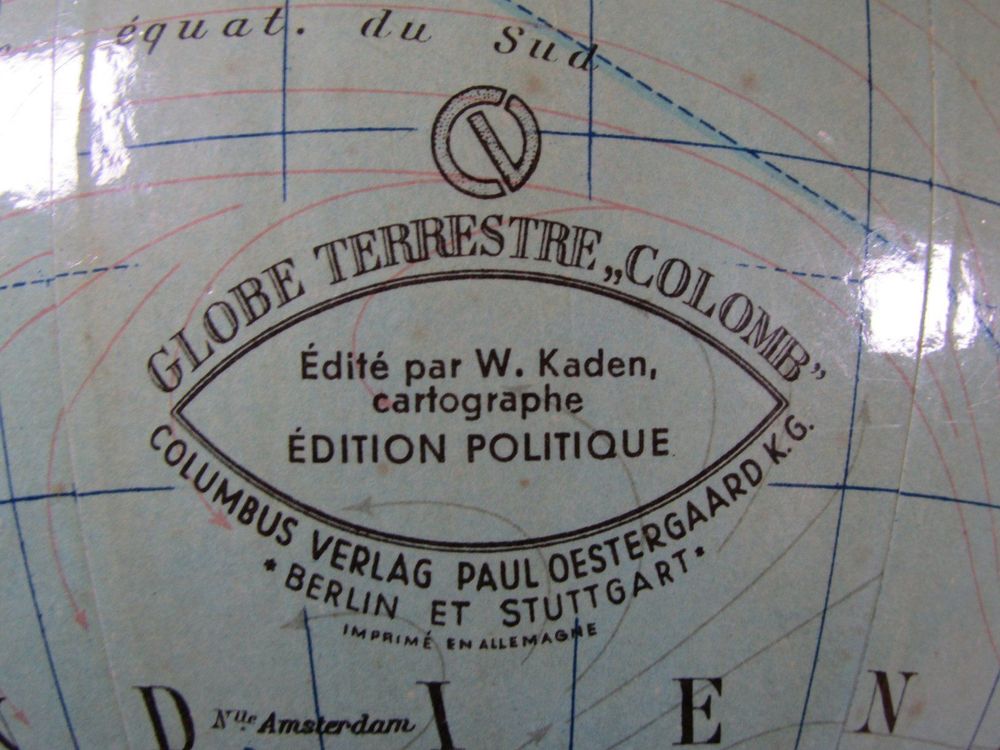 Vintage Globus Columbus Globe Terrestre Erdkugel 60er Jahre | Kaufen ...