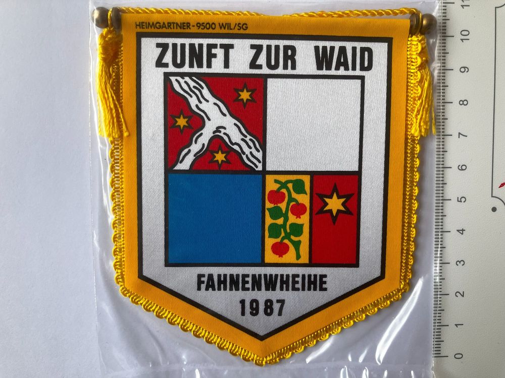 Vintage Fanion/Wimpel ZUNFT ZUR WAID / FAHNENWHEINE 1987 (Neu und originalverpackt) in Gland für ...