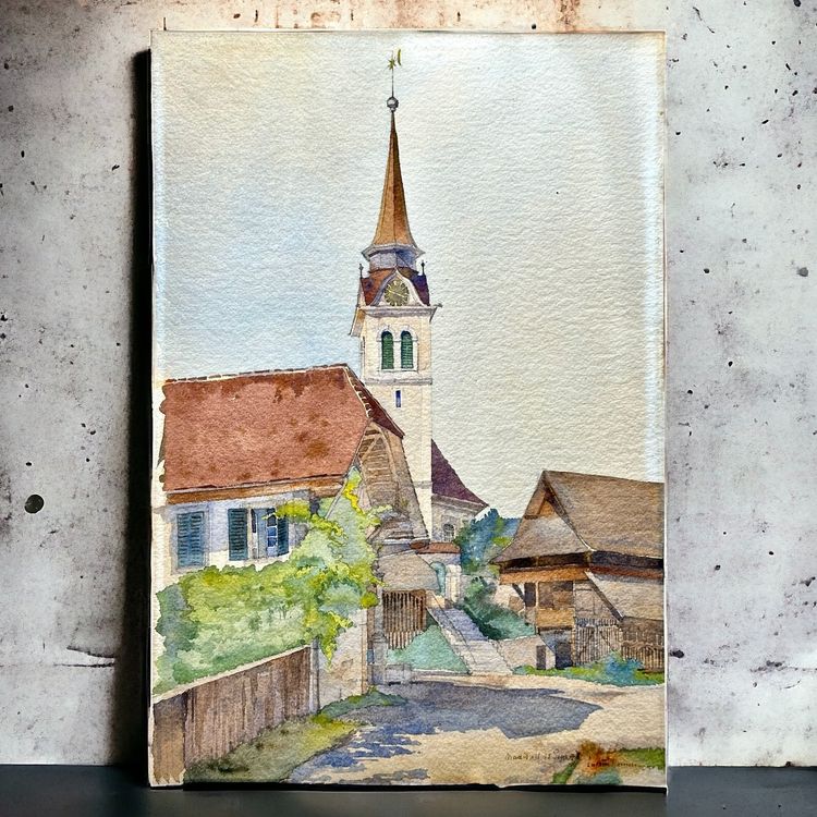 Eugène YONNER (1871-1930) Aquarelle sur papier "Madiswil" (Gebraucht) in Morges für CHF 60 – mit ...