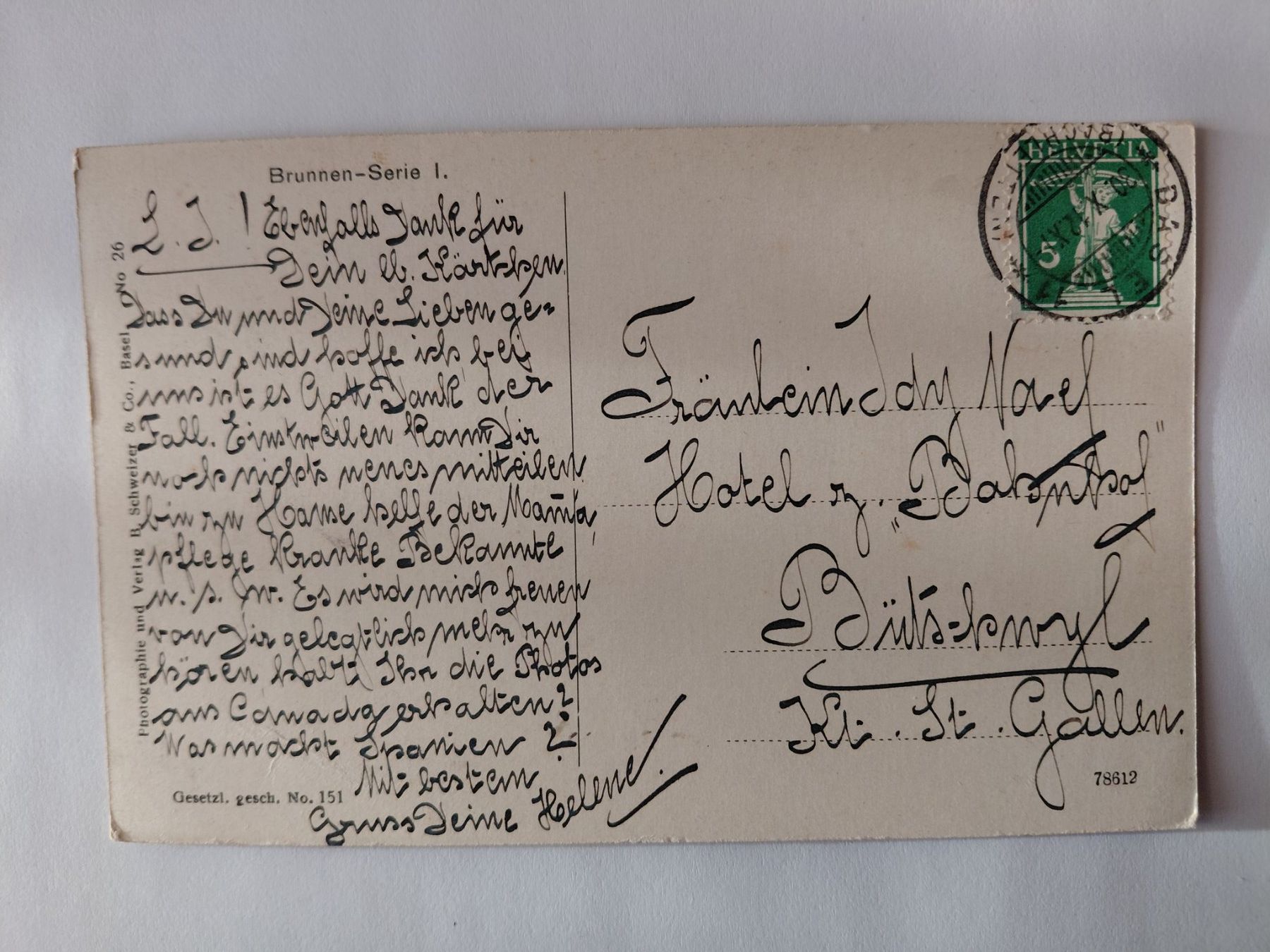 Alte Ansichtskarte Basel Riehentorbrunnen. (Gebraucht) in Wattwil für ...