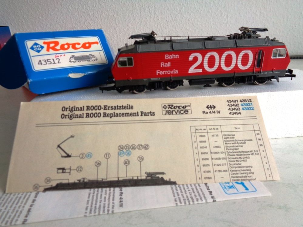 Roco 43512 SBB Re 4/4 lV rot, Bahn 2000, DC anlog mit OVP (Gebraucht ...