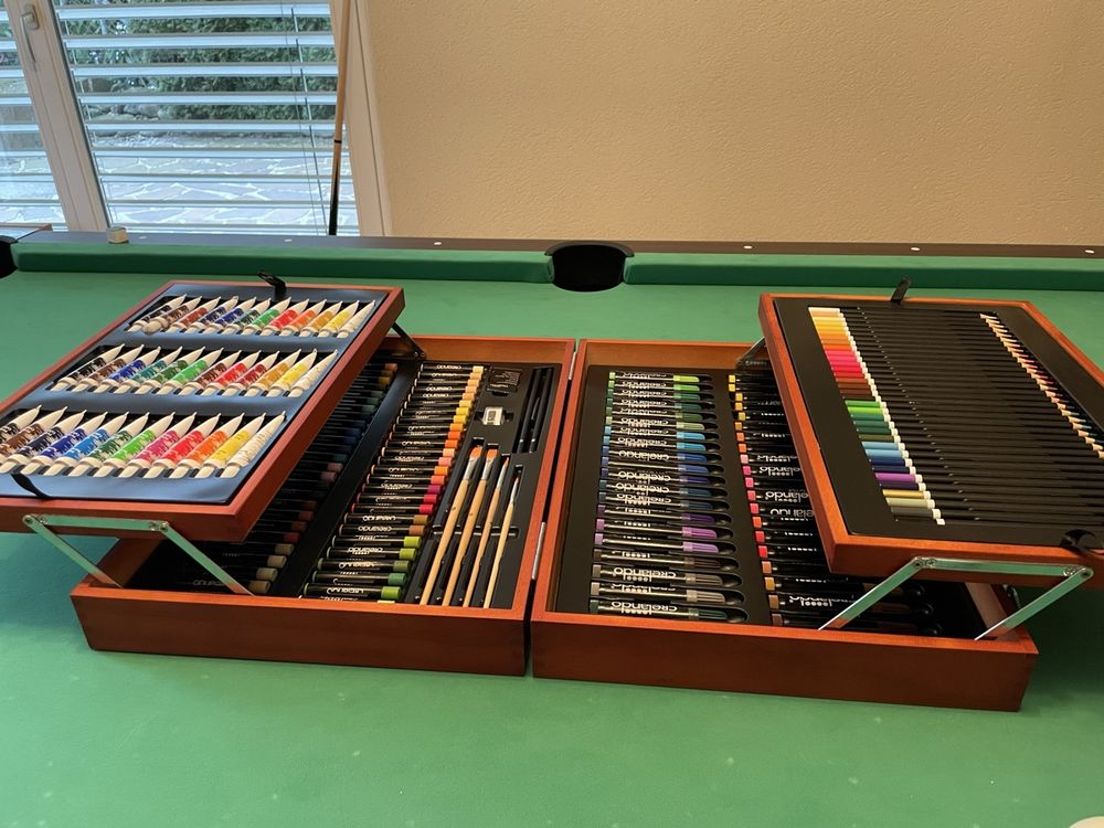 Crelando Art Supply Set in Wooden Case (Neu (gemäss Beschreibung)) in ...