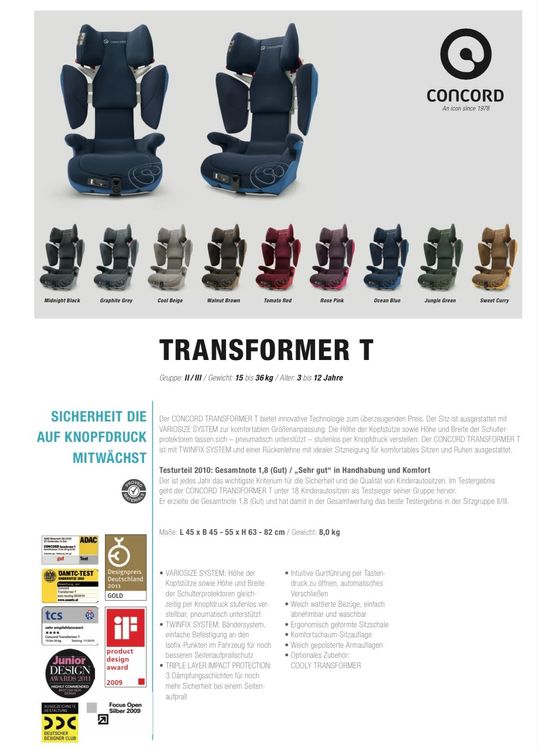 Autokindersitz Concord Transformer T | Kaufen auf Ricardo
