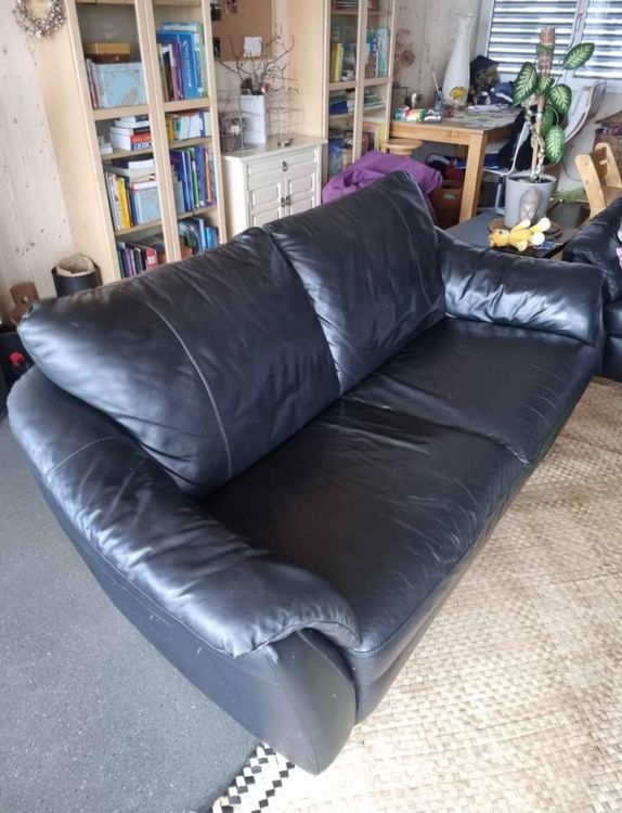 Schwarze Ledercouch, 1 Teilig (Gebraucht) in Biel/Bienne für CHF 50 – nur Abholung auf Ricardo ...