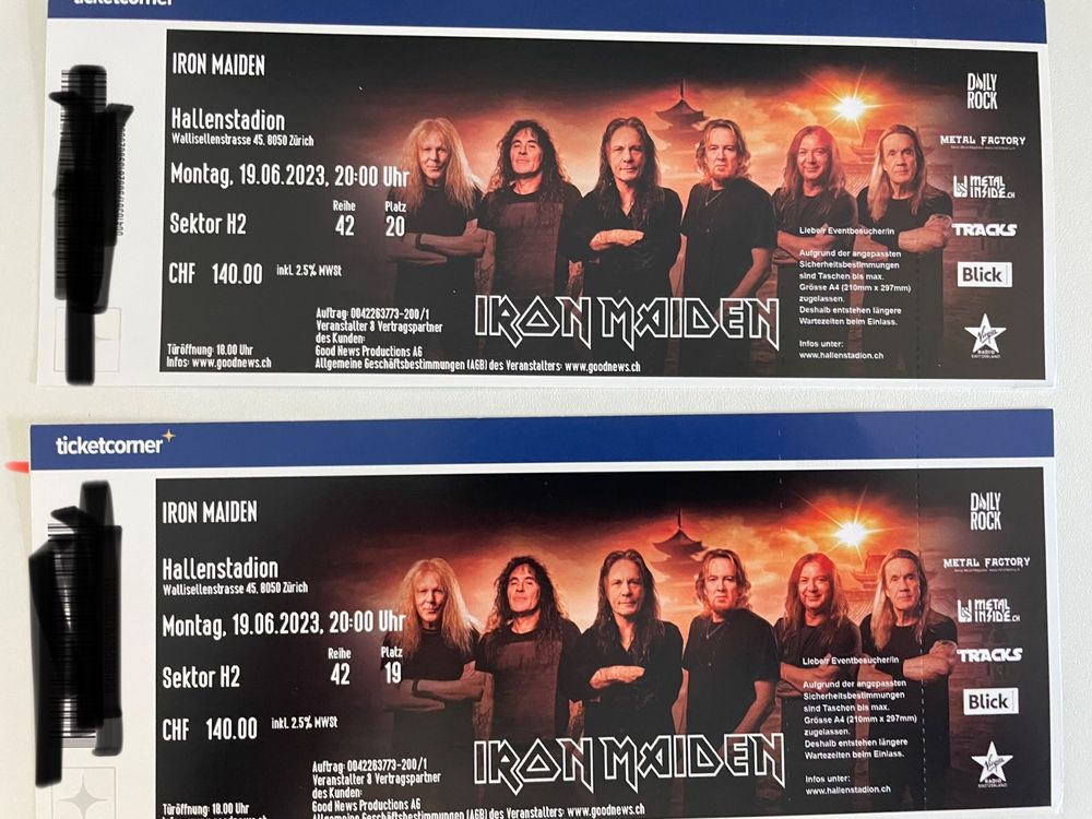 Iron Maiden Tickets | Kaufen auf Ricardo