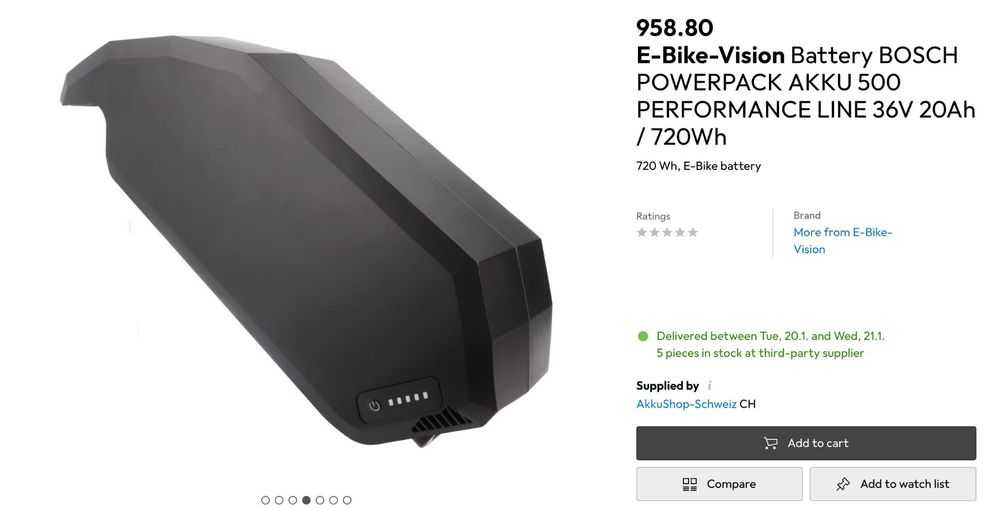 E-Bike-Vision Bosch Powerpack 745Wh | UVP CHF 958.80 (Gebraucht) in Tübach für CHF 349 – mit ...