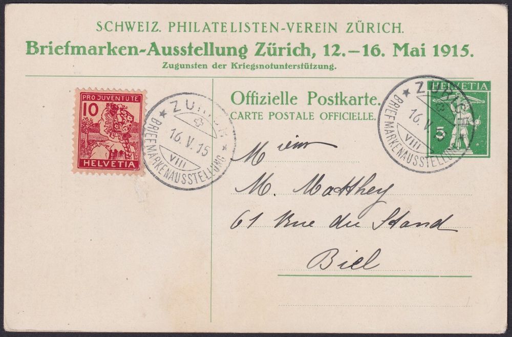 1915, Pro Juventute J3 auf sauberer Karte. SBK: 400.- | Kaufen auf Ricardo