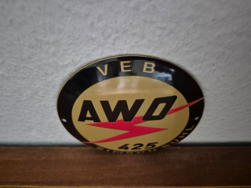 Emailschild AWO Simson 425 Motorcycles Logo Emaille Schild (Neu (gemäss ...