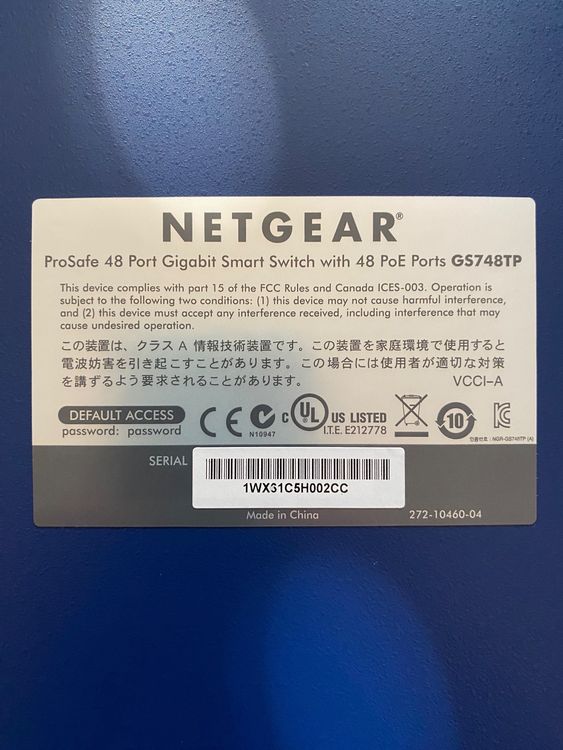Netgear GS748TP ProSafe 48-Port 10/100/1000 Smart PoE Switch (Gebraucht ...