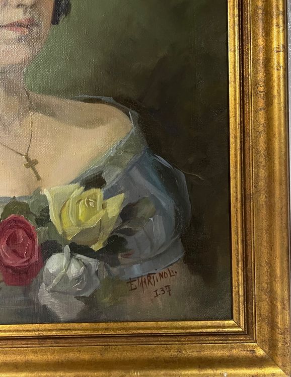 30er.Jahre Potrait Gemälde von einer Dame E.Martinoli (Gebraucht) in ...