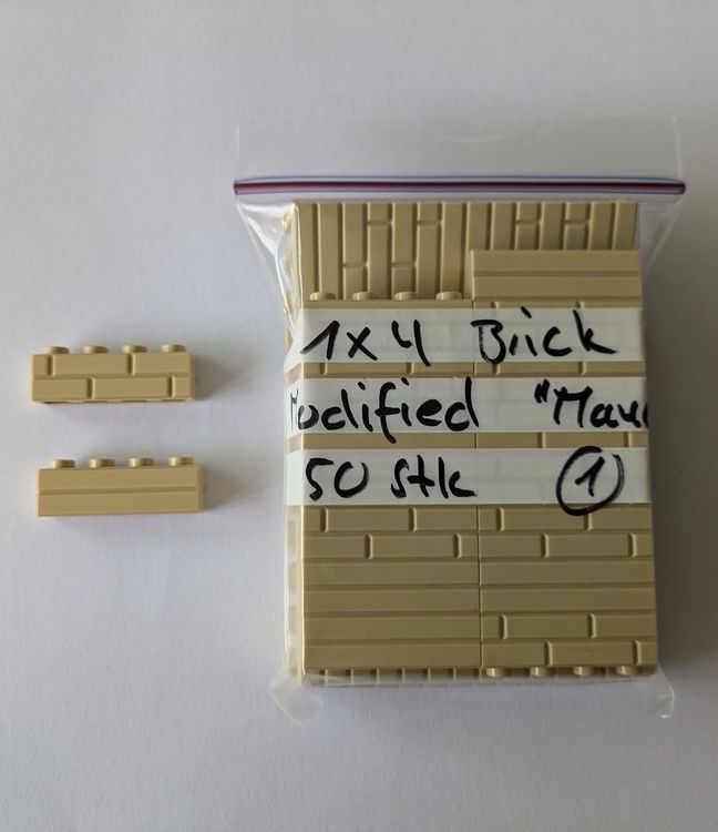 LEGO 50 Stk. Brick Modified 1 x 4 Maueroptik Tan (Gebraucht) in Luzern ...