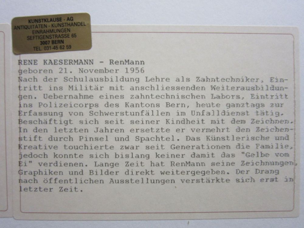 RENE KÄSERMANN (RENMANN)/REF.MIT R.EING. (Gebraucht) in Gersau für CHF 168 – nur Abholung auf ...