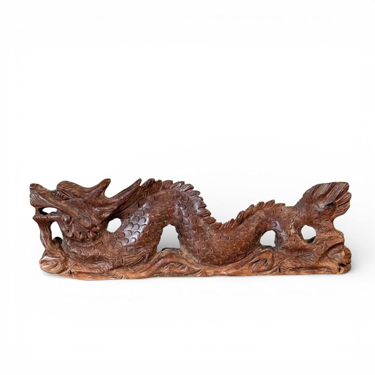 Chinesischer Holzdrache aus Buchsbaum – handgeschnitzt, 24,5 (Gebraucht ...