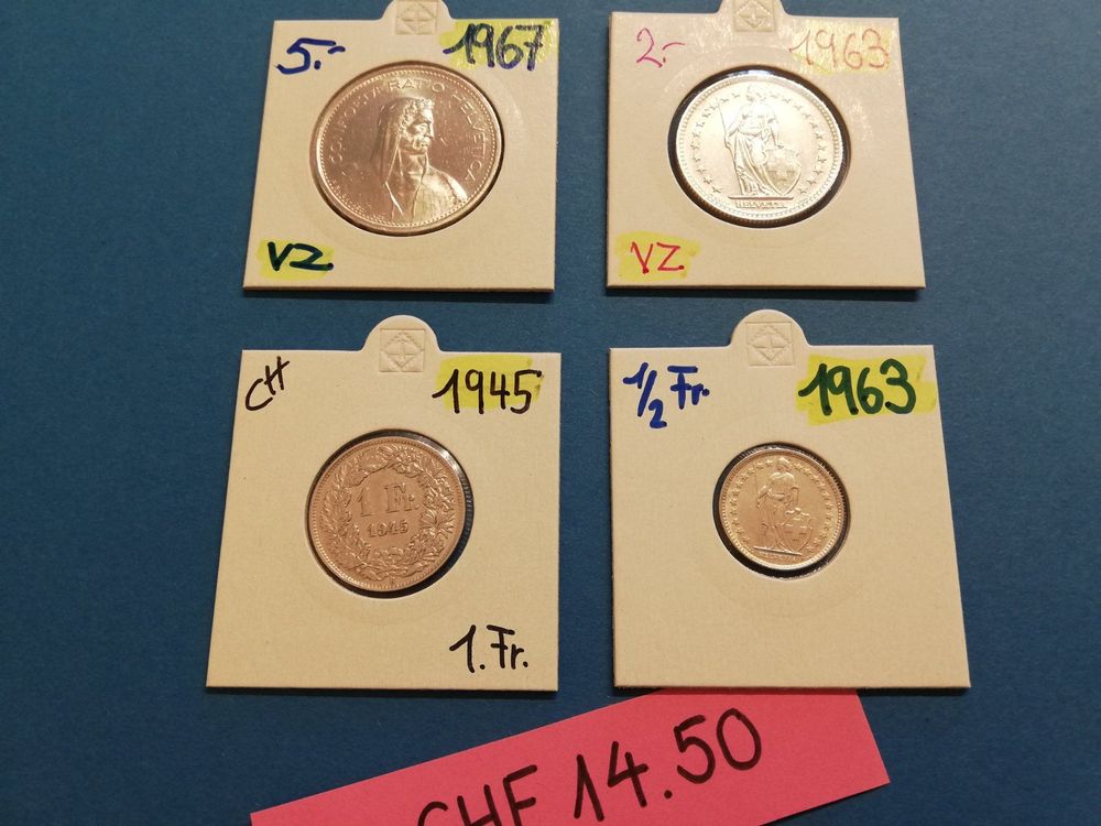 Schweizer Silbermünzen 5Fr/2Fr/1Fr/50Rp (Gebraucht) in Engi für CHF 16.5 – mit Lieferung auf ...
