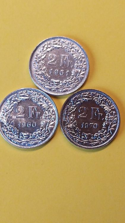 Drei 2 Frankenstücke 1960, 1961, 1970 | Kaufen auf Ricardo